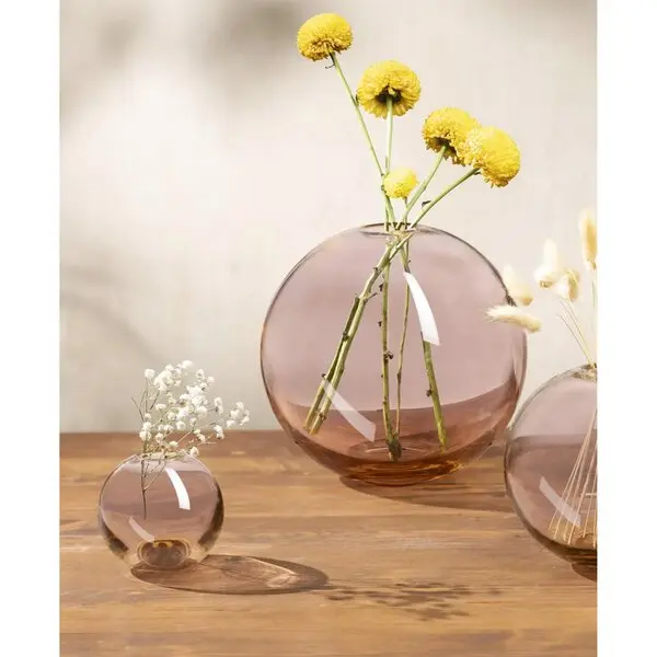 NUDE GLASS Small Mars Vase, Steel Apricot