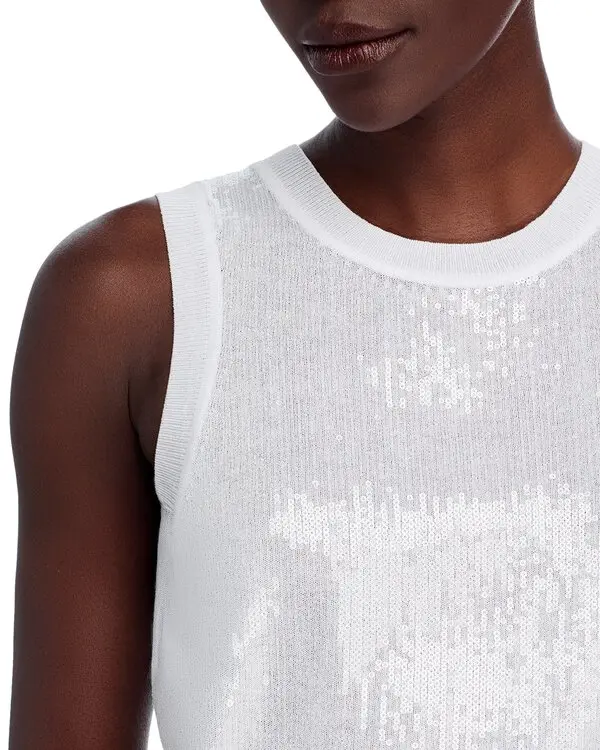 MILLY Sequin Tank Top - Ecru