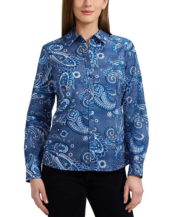 Foxcroft Hampton Paisley Print Shirt - Blue Multi