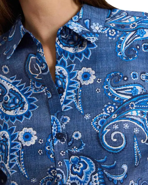 Foxcroft Hampton Paisley Print Shirt - Blue Multi