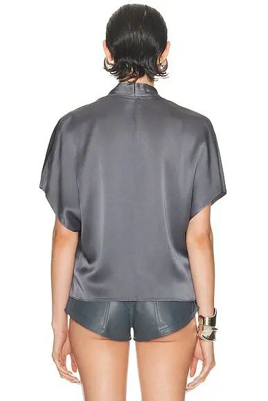 Lapointe Satin Short Sleeve Wrap Top