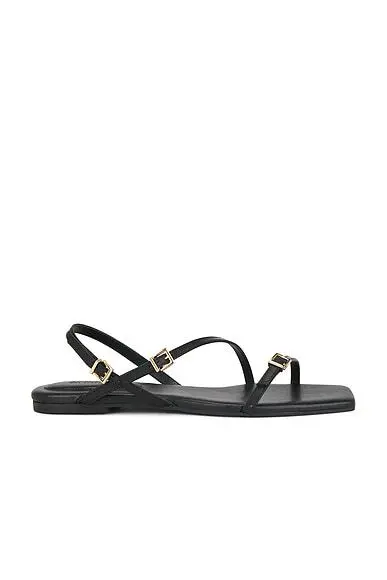 Simkhai Carey Leather Strappy Flat Sandal - Black