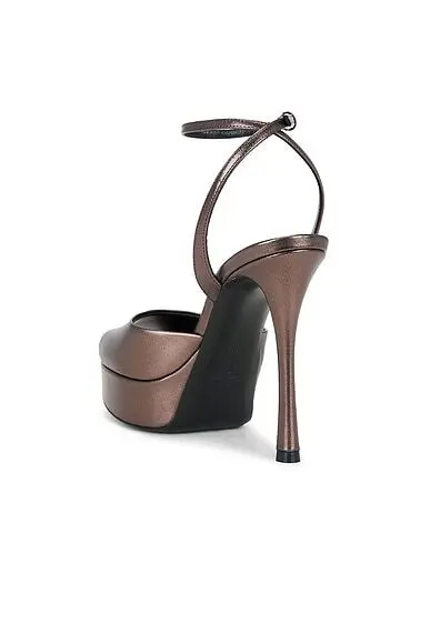 Saint Laurent La Scandale Platform Sandal - Metal Walnut