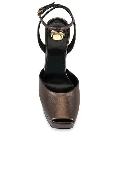 Saint Laurent La Scandale Platform Sandal - Metal Walnut