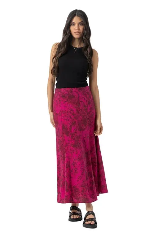 SAINT + SOFIA Printed Maxi Godet Skirt - Pink