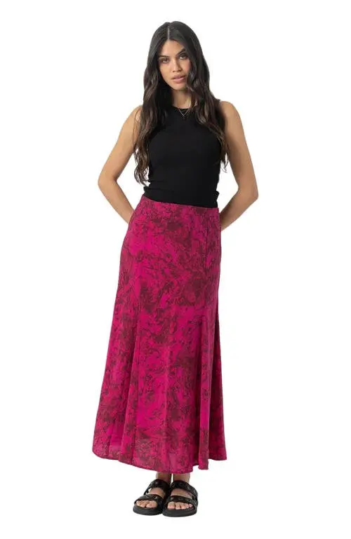 SAINT + SOFIA Printed Maxi Godet Skirt - Pink