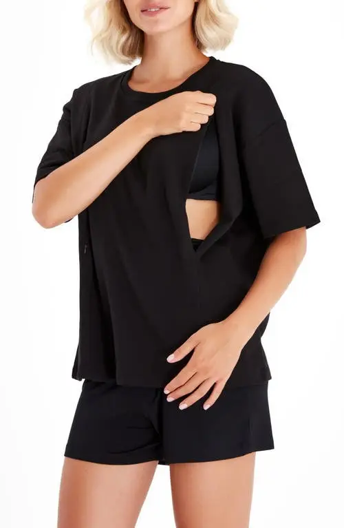 ACCOUCHEE Anytime Anywhere Maternity/nursing T-shirt With Side Zips - Black