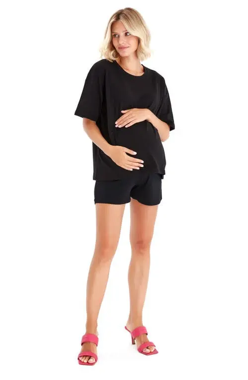 ACCOUCHEE Anytime Anywhere Maternity/nursing T-shirt With Side Zips - Black