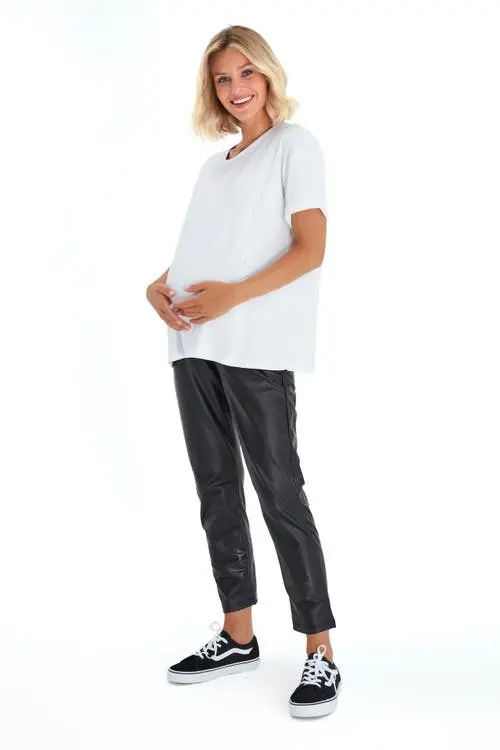 ACCOUCHEE Anytime Anywhere Maternity/nursing T-shirt With Side Zips - White