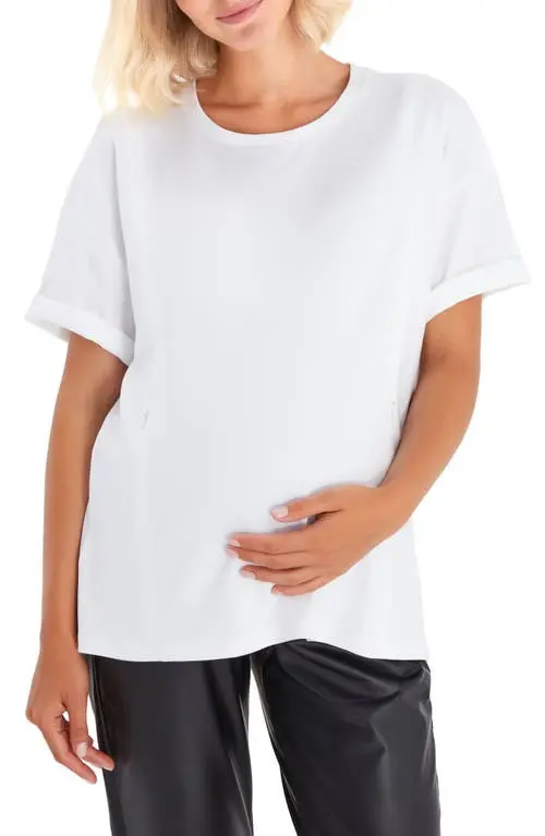 ACCOUCHEE Anytime Anywhere Maternity/nursing T-shirt With Side Zips - White