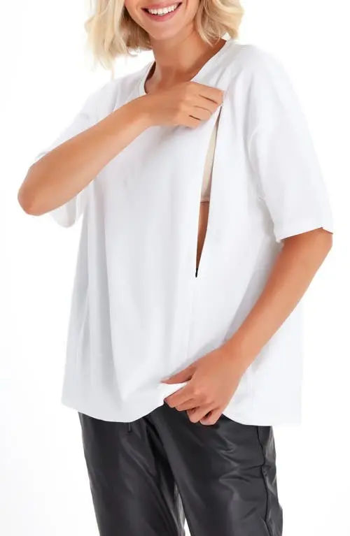 ACCOUCHEE Anytime Anywhere Maternity/nursing T-shirt With Side Zips - White
