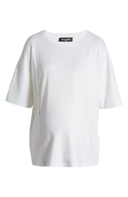 ACCOUCHEE Anytime Anywhere Maternity/nursing T-shirt With Side Zips - White