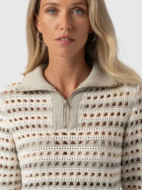 SAINT + SOFIA Ester Quarter Zip Knit - Beige