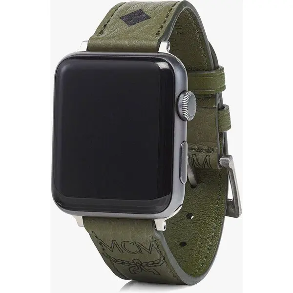 Mcm Apple Watch Band In Visetos - Green