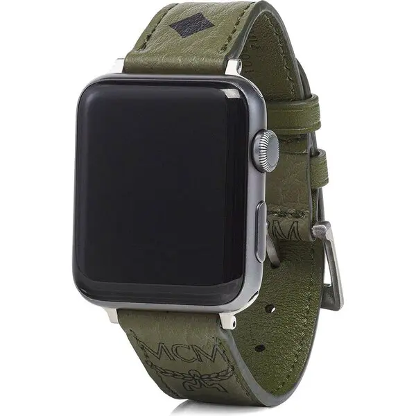 Mcm Apple Watch Band In Visetos - Green