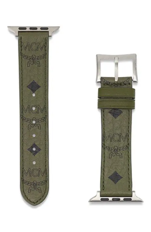 Mcm Apple Watch Band In Visetos - Green