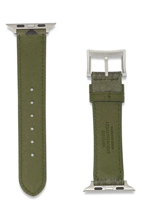 Mcm Apple Watch Band In Visetos - Green