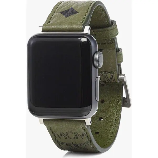 Mcm Apple Watch Band In Visetos - Green