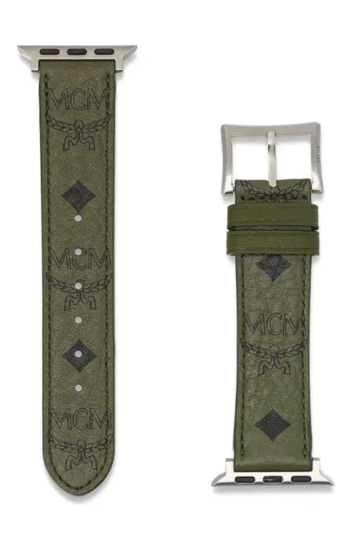 Mcm Apple Watch Band In Visetos - Green