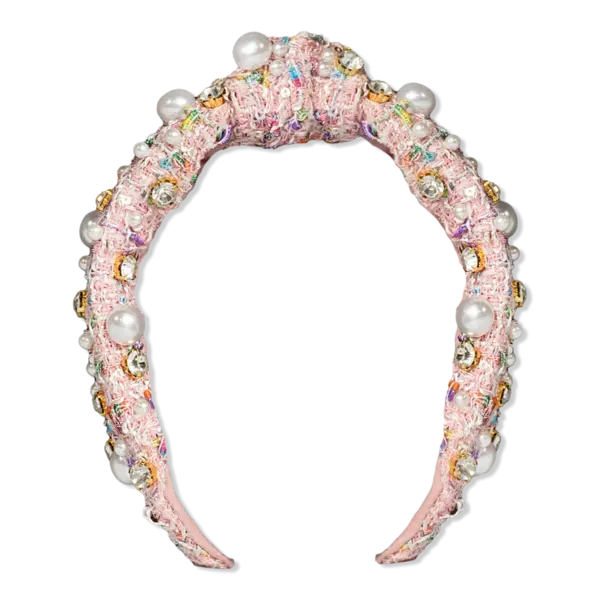 LOCKS & MANE Embellished Plaid Headband - Pink