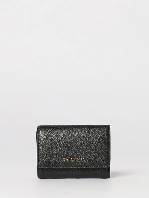 Michael Kors Bryant Tri-fold Wallet With Metal Logo And Button - Black