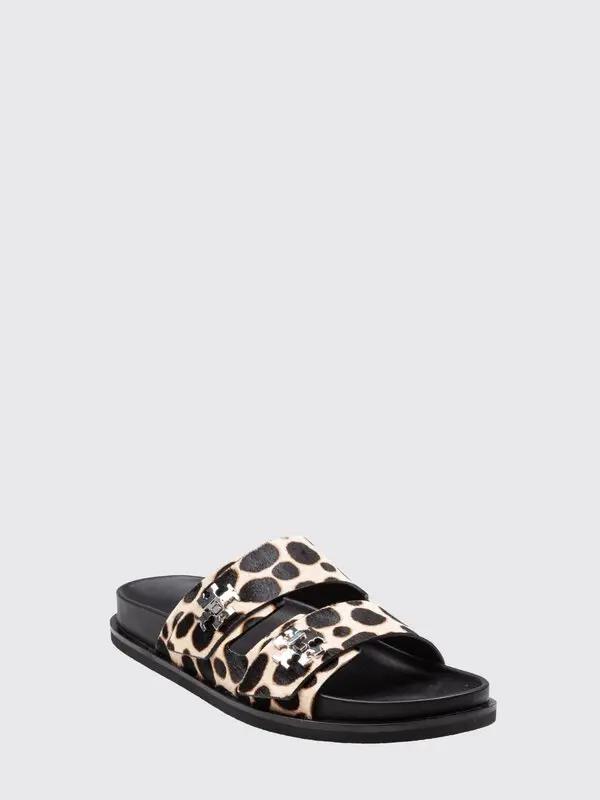 Tory Burch Leopard Print Double Strap Heeled Sandals - Multicolor
