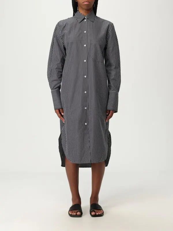 TOTEME Striped Shirt Dress - Black