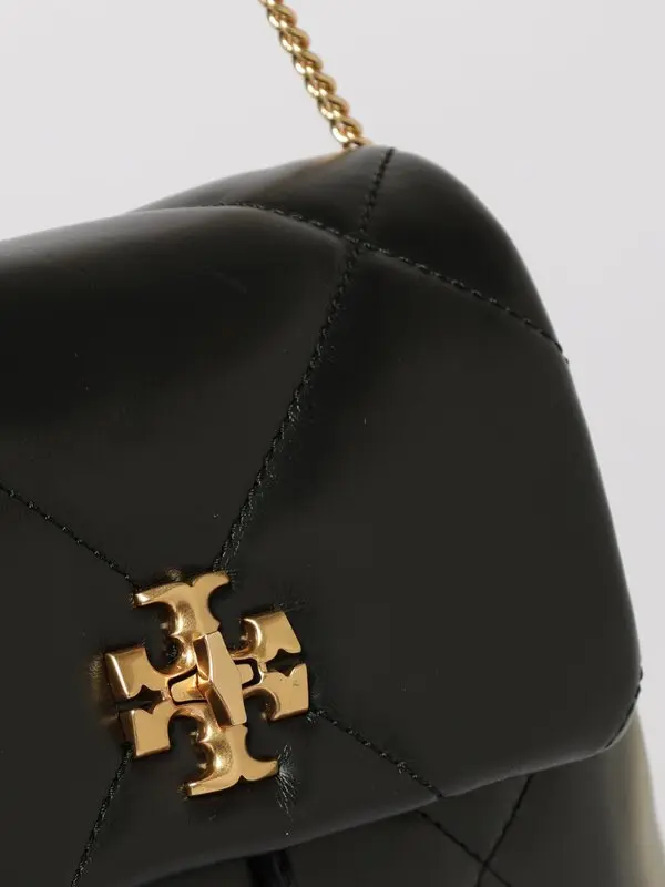 Tory Burch Kira Quilted Smooth Leather Mini Backpack With Metal Double T Logo - Black