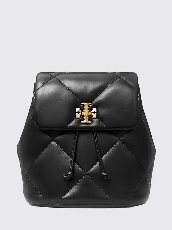 Tory Burch Kira Quilted Smooth Leather Mini Backpack With Metal Double T Logo - Black
