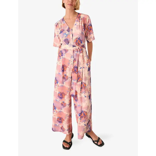 Whistles Floral-print Button-down Jumpsuit