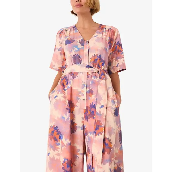 Whistles Floral-print Button-down Jumpsuit