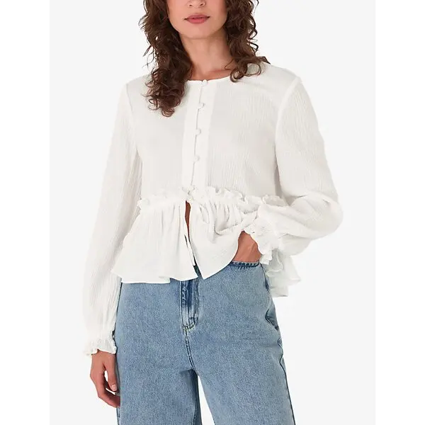 Whistles Button-down Peplum-hem Blouse
