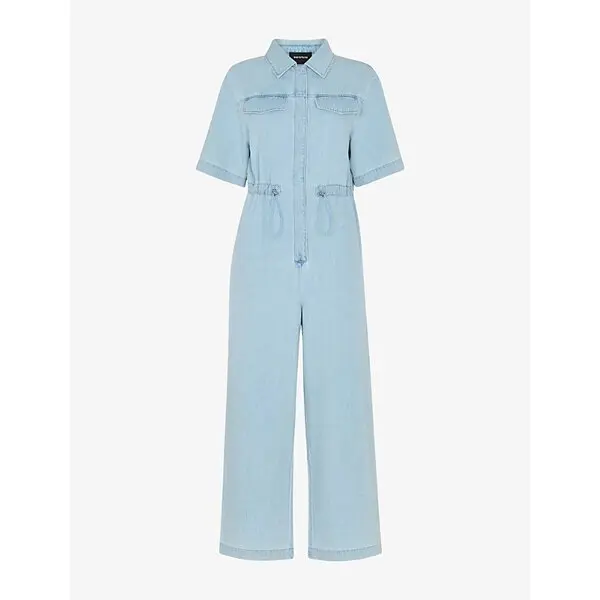 Whistles Drawstring-waist Short-sleeve Jumpsuit - Denim