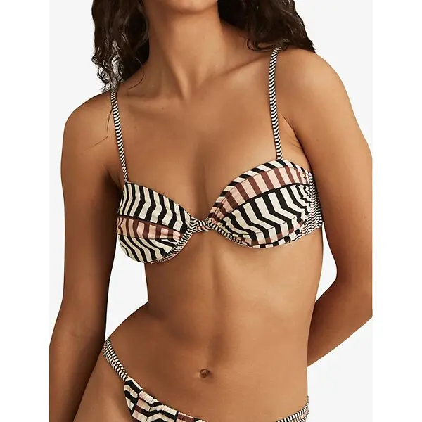 REISS Chevron-stripe Underwired Bikini Top