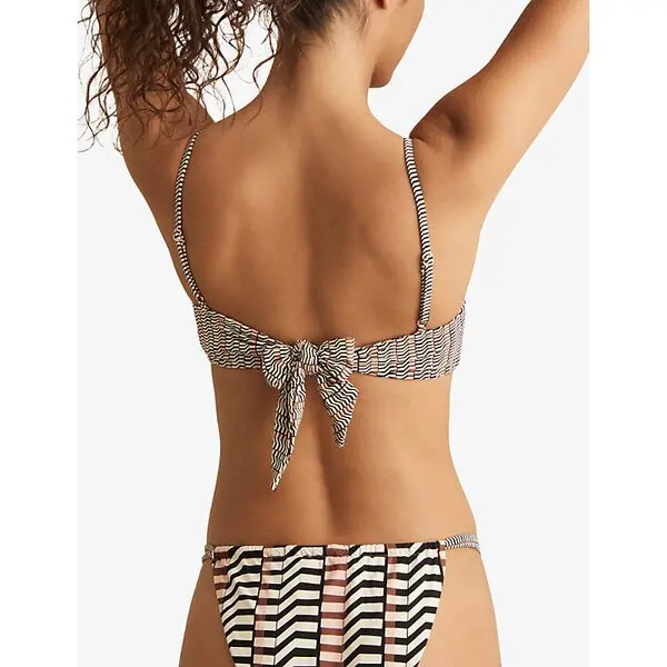 REISS Chevron-stripe Underwired Bikini Top