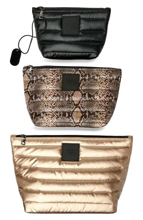 THINK ROYLN Travel Trio Organizational Pouches - Pearl Cashmere/python Print