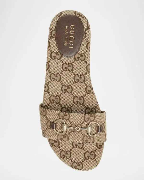 Gucci Gg Canvas Siaga Slide Sandals - Beige