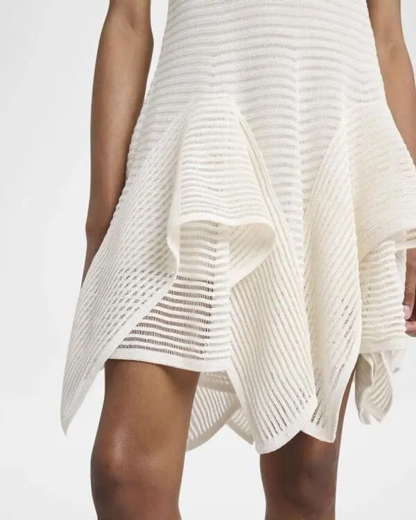 Alaïa Ladder Knit Sleeveless Midi Dress - White