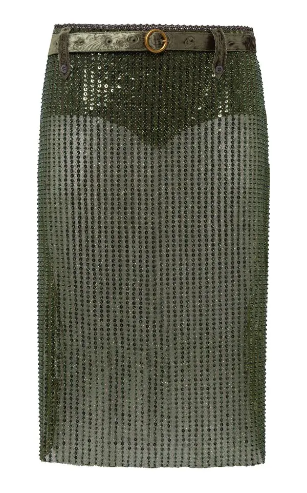 SIEDRES Estelle Sequined Pencil Skirt - Green