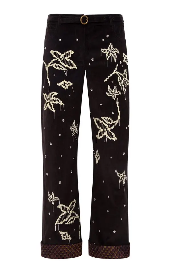 SIEDRES Vera Embroidered Corduroy Pants