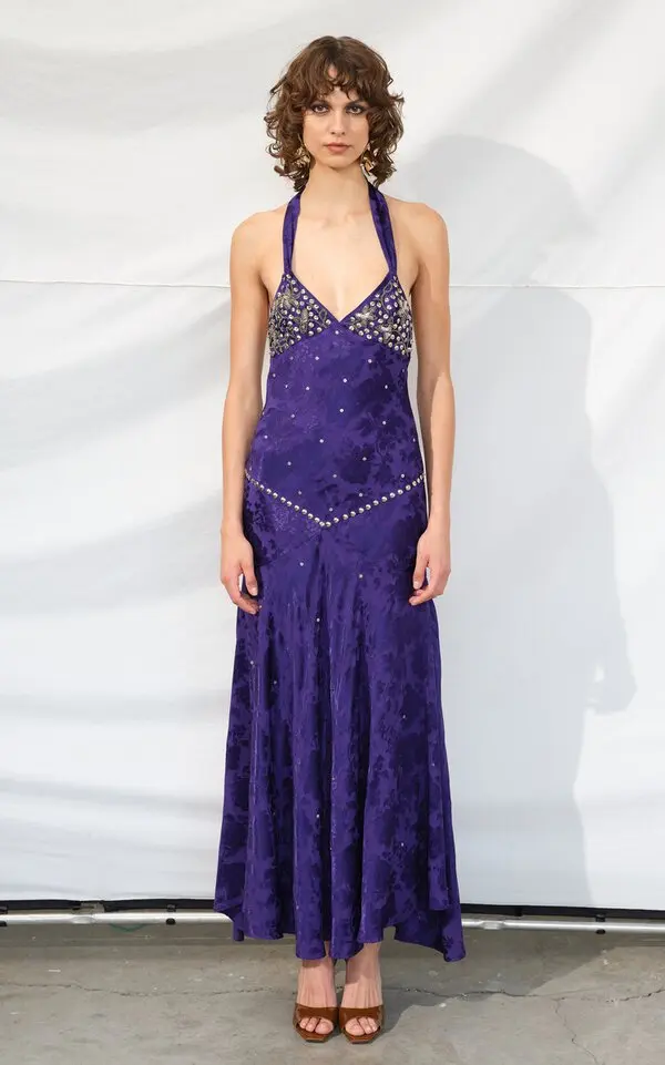 Siedres Vicka Crystal Embellished Maxi Dress - Purple | Editorialist