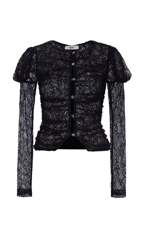 SIEDRES Uma Sheer Lace Top - Black
