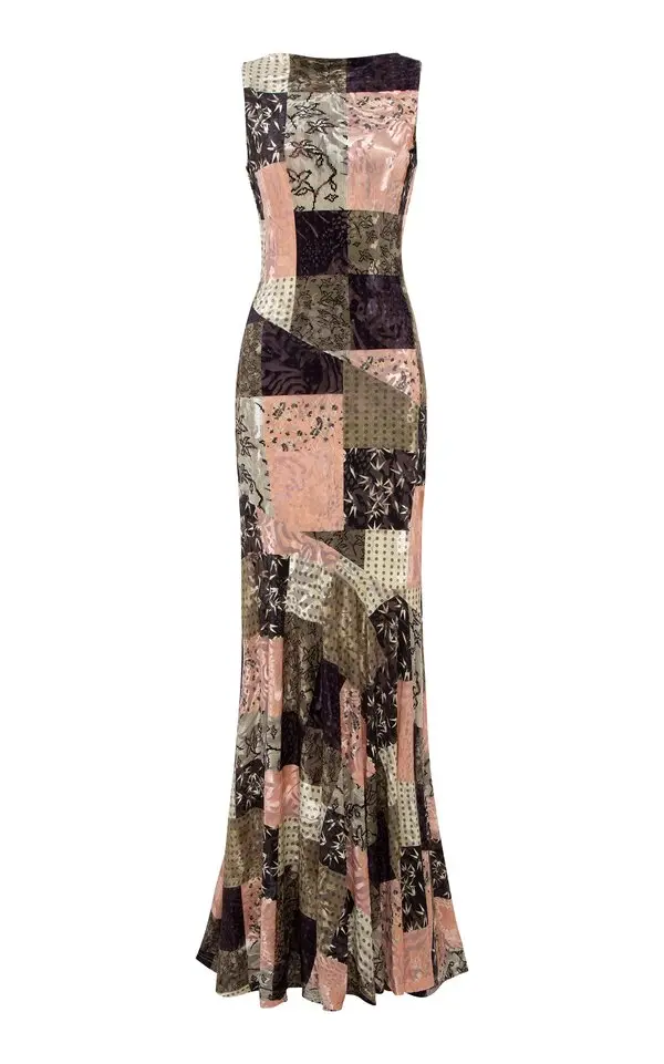 SIEDRES Fens Patchwork Velvet Maxi Dress