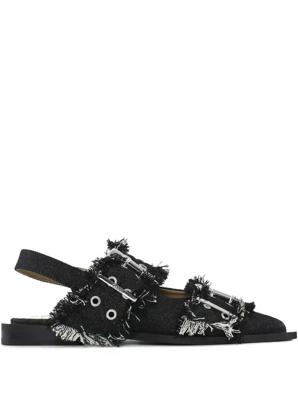 GANNI Denim Ballet Flats - Black