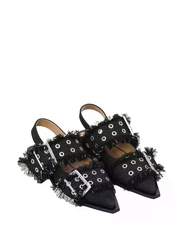 GANNI Denim Ballet Flats - Black