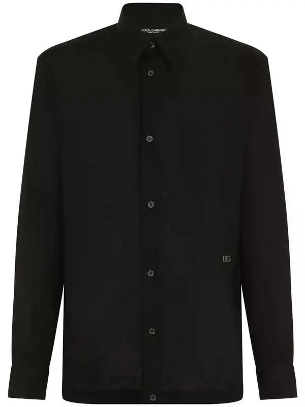 Dolce & Gabbana Long-sleeve Linen Shirt - Black