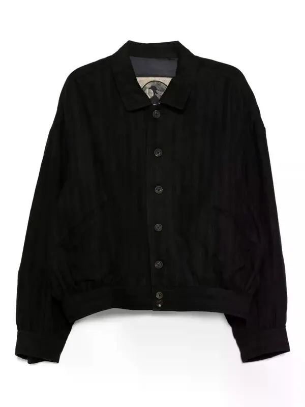 ZIGGY CHEN Striped Spread-collar Jacket