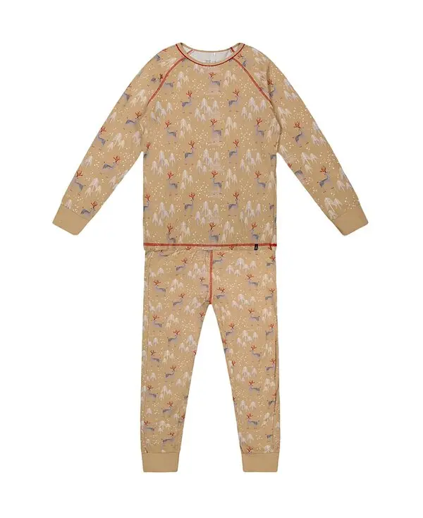 DEUX PAR DEUX Adult Two Piece Family Christmas Pajama Set - Printed Christmas Deer