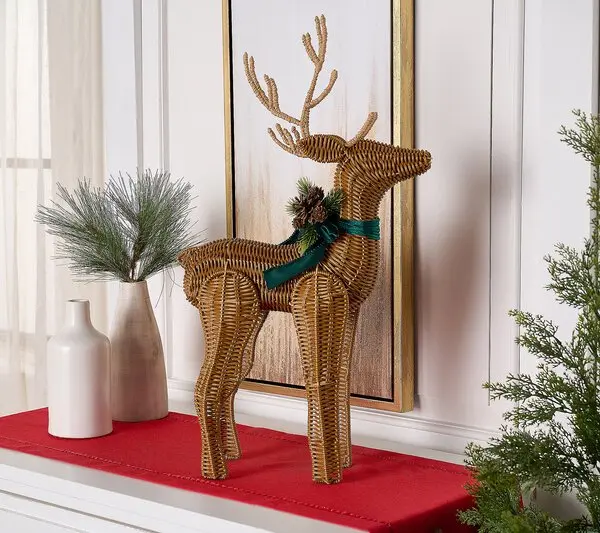 HOME REFLECTIONS 27' Faux Rattan Standing Reindeer - One-color