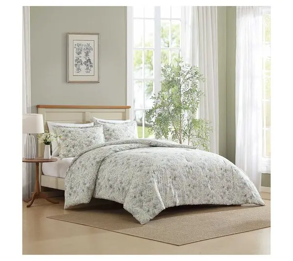 Laura Ashley Bramble Floral Pink King Comforter Set
